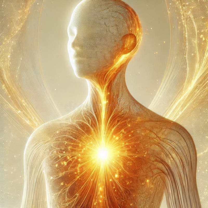 Radiant Human Energy Core stock illustration. Illustration of motion ...