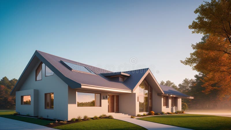 A Radiant Image of a House with a Solar Panel on the Roof AI Generative ...