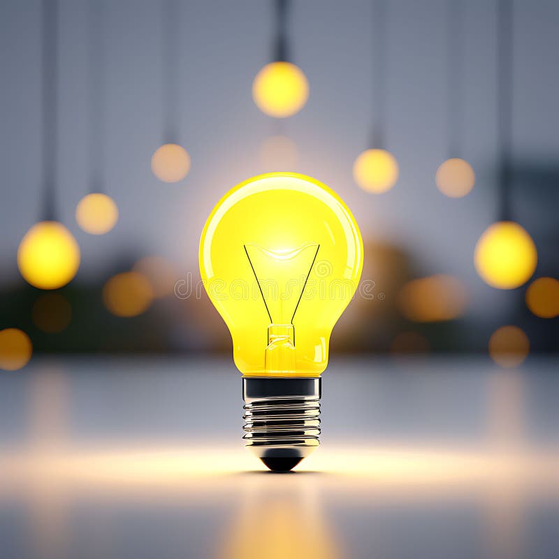 Radiant Innovation: Yellow Lightbulb with Glowing and White Ring for ...