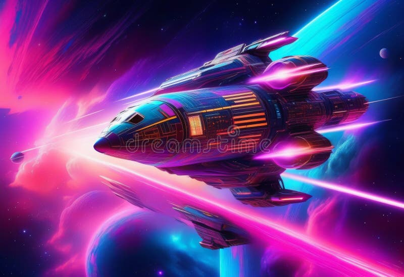 A Radiant Intergalactic Odyssey in Synthwave Animation Stock ...