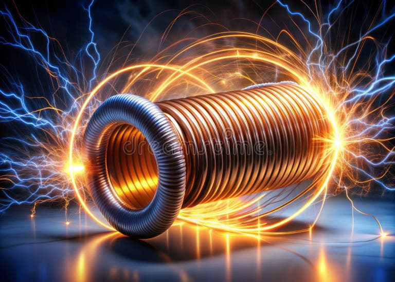 Radiant Iron Core with Coils Visualizing Electromagnetism and Induction ...