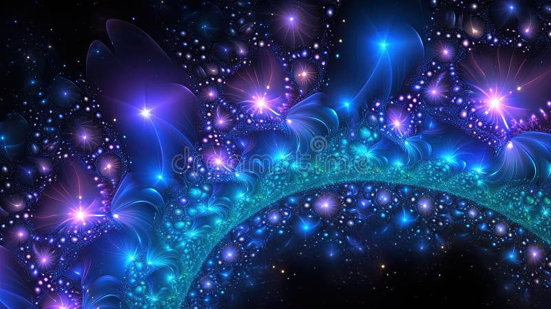 A Radiant Journey through the Fractal Galaxy Stock Illustration - Illustration of mandelbrot ...