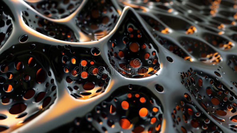 Luminous Matrix: Regular Black Fractal Ferrofluidal with Glowing Orange ...