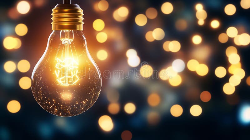 A Radiant Light Bulb Shines Brightly, Casting a Warm Glow Against a ...