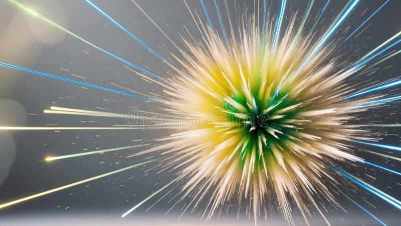 Radiant Light Burst with Energetic Particles Exploding Outwards. Stock ...
