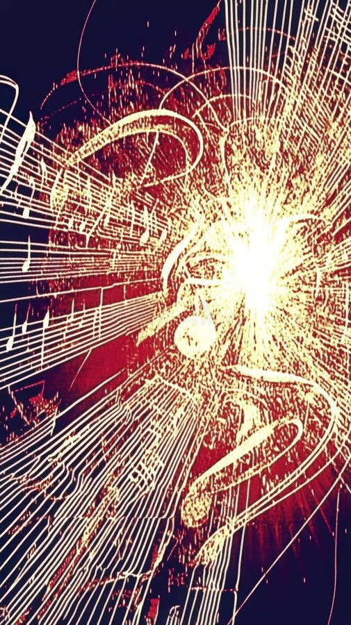 Radiant Light Burst Intertwining with Music Notes Stock Illustration ...