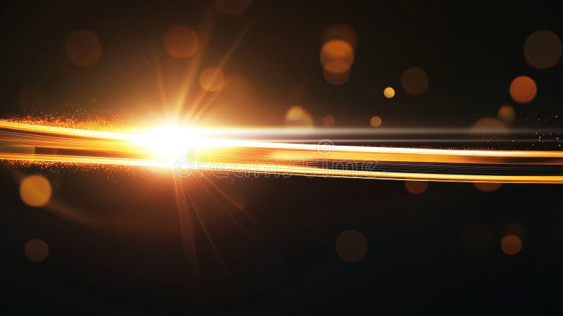 Radiant Light Streaks and Bokeh Against Black Background Stock Image ...