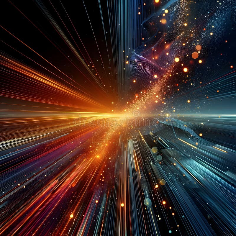 Radiant Light Streaks Converge Against a Dark Backdrop, Creating an ...