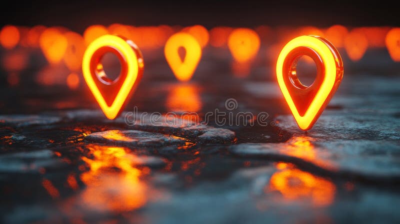 Radiant Location Icons on an Advanced Digital Map, Enhanced with ...