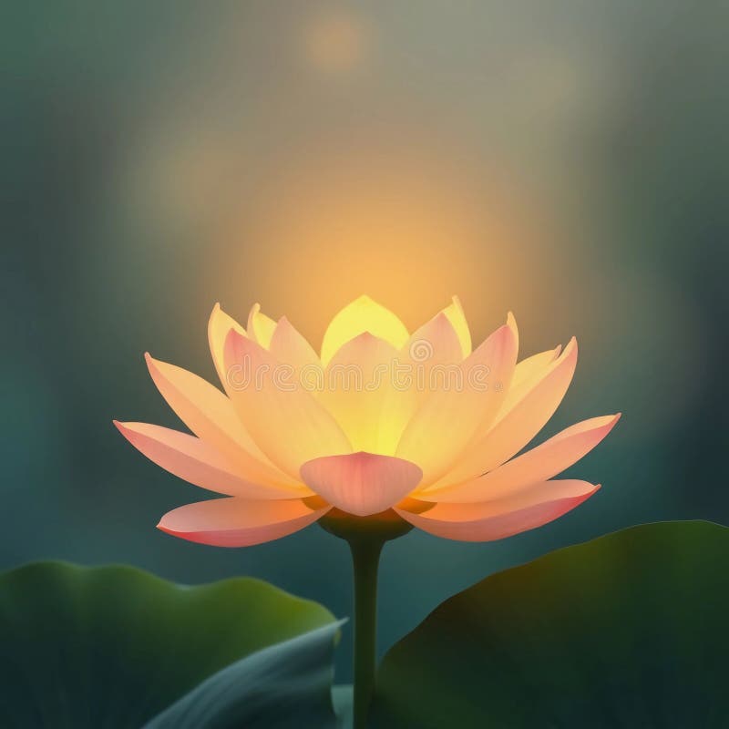 Radiant Lotus Flower in Soft Focus Stock Illustration - Illustration of ...