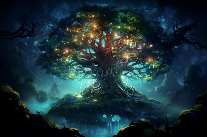 Radiant Magic Tree. Generate Ai Stock Illustration - Illustration of path, colors: 300983572
