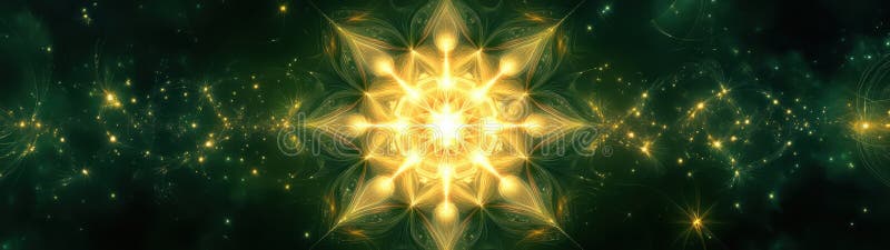 Radiant Mandala Design with Bright Light and Green Background Stock ...