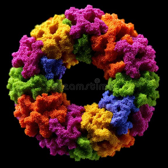 Circular Coral Mandala in Data-textile Spirals Stock Illustration ...