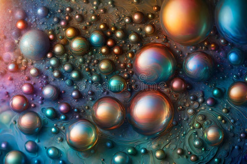 Radiant Metallic Spheres: Multicolored Shimmering Bubble Extravaganza ...