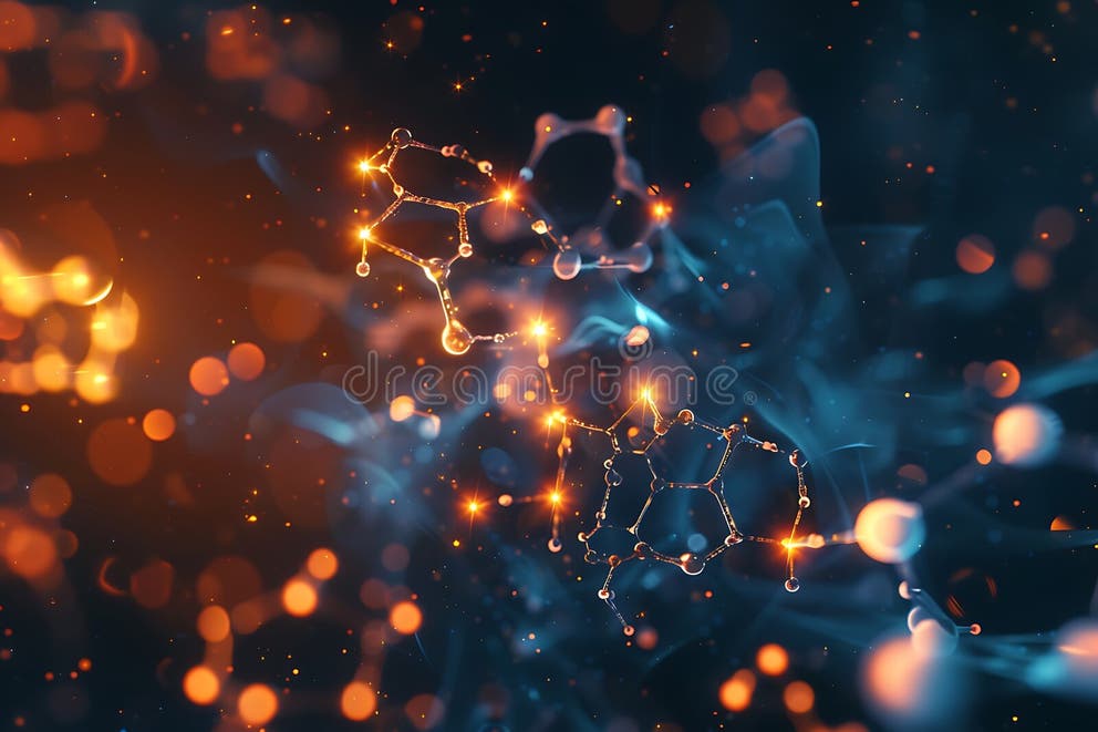 Radiant Molecular Visuals with Luminous Structures Stock Illustration ...
