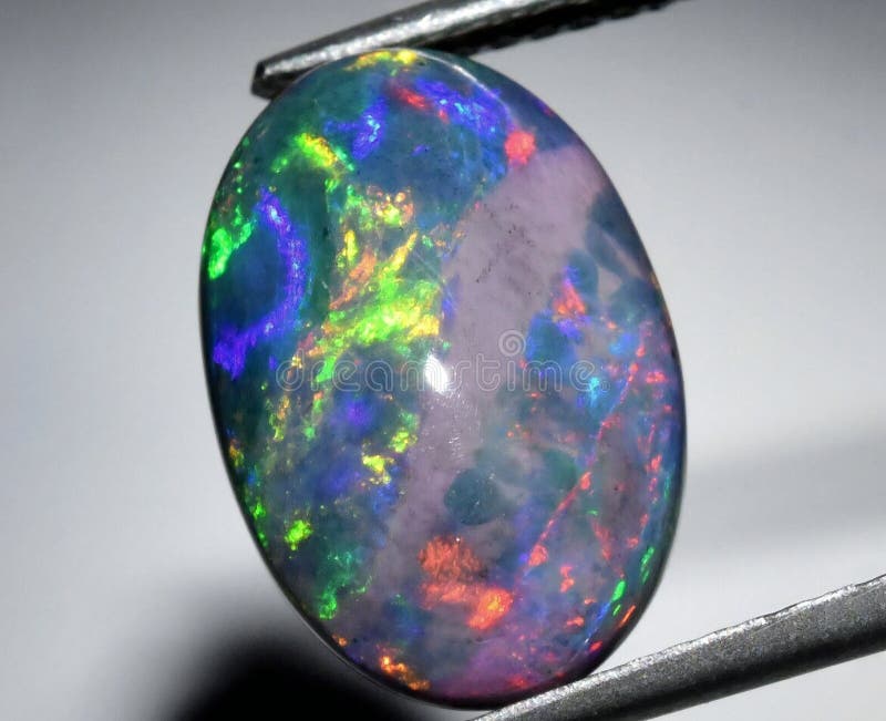 Radiant Multicolor Opal Gemstone with Iridescent Play of Color Stock ...