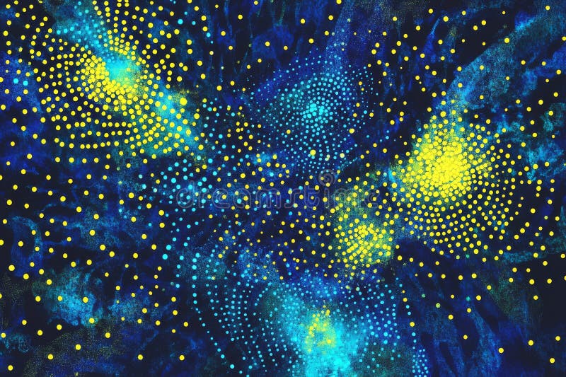 A Radiant Neon Background of Pulsating Blue and Yellow Dots Forming a ...