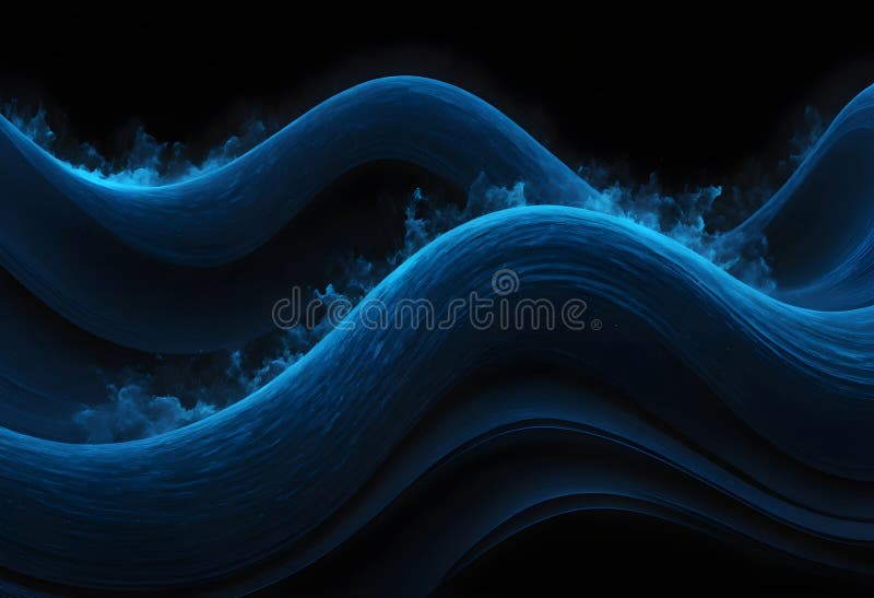 A Radiant, Neon Blue Abstract Shape with a Dark, Textured Black-blue ...