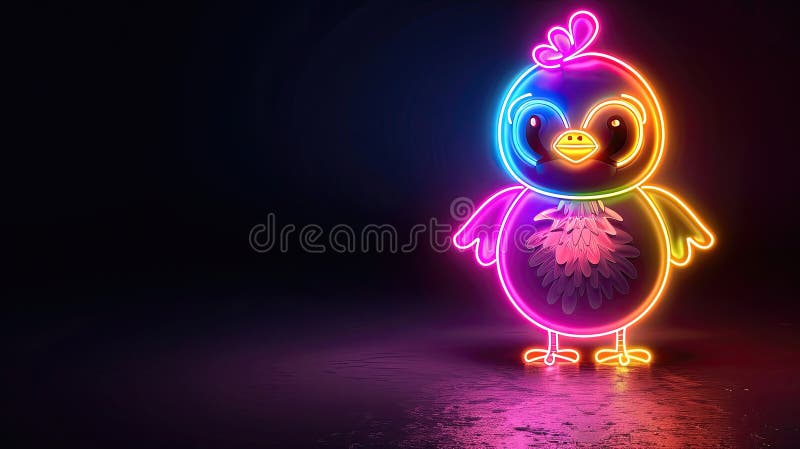 A Radiant Neon Chick Spreads Its Wings, Surrounded by a Dynamic ...