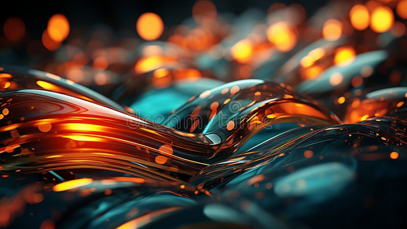 Radiant Neon Teal and Atomic Orange Abstract Lights Pattern Stock Photo ...