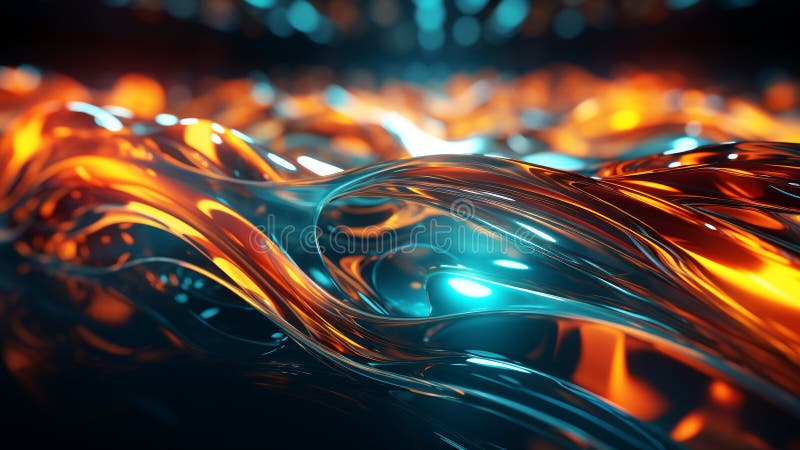 Radiant Neon Teal and Atomic Orange Abstract Lights Pattern Stock ...