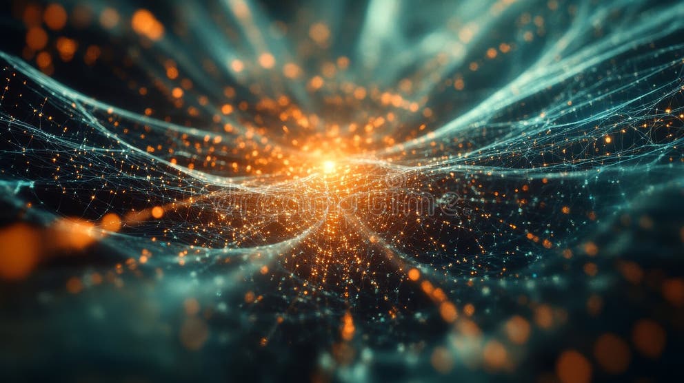 Radiant Network: Microscopic Tech Structure with Pulsing Energy Stock Illustration ...