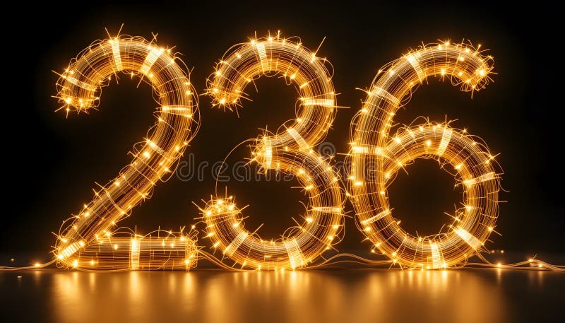 Radiant Numeral Composition of 236 with Glowing Filament and Dark ...