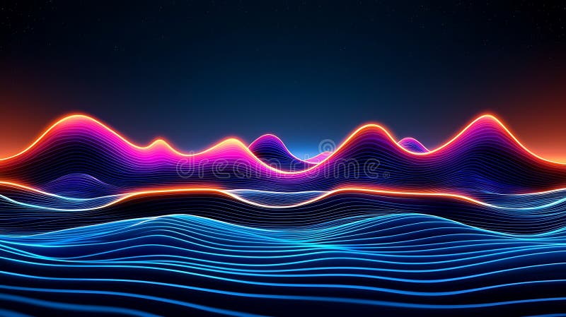 Radiant Ocean Waves with Glowing Undulations Stock Illustration ...