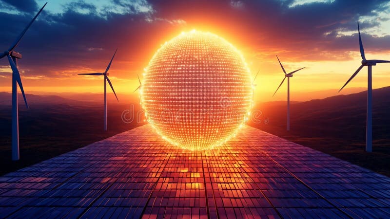 Radiant Orb Forms from Streams of Light Connecting Solar Panels and ...