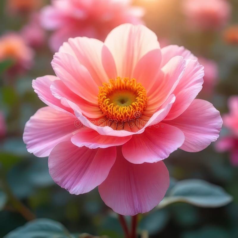 Radiant Pink Flower in Bloom Stock Illustration - Illustration of ...