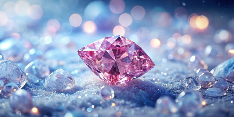 A Radiant Pink Gemstone Rests on a Bed of Shimmering Crystals ...
