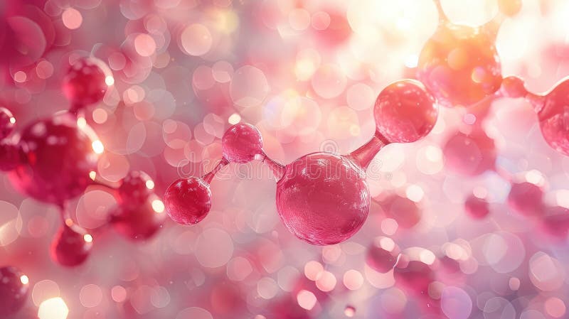 Radiant Pink Molecules on Bokeh Background, Cosmetics Concept Stock ...