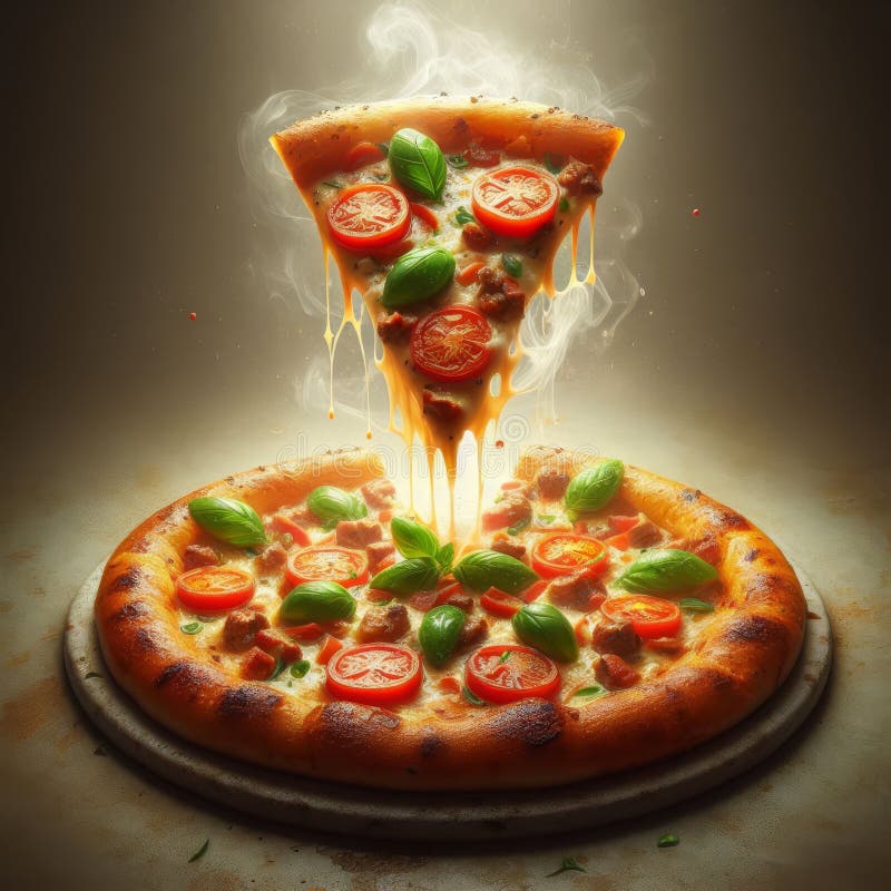 Radiant Pizza: Tomato Basil Glow Stock Photo - Image of indulgence ...