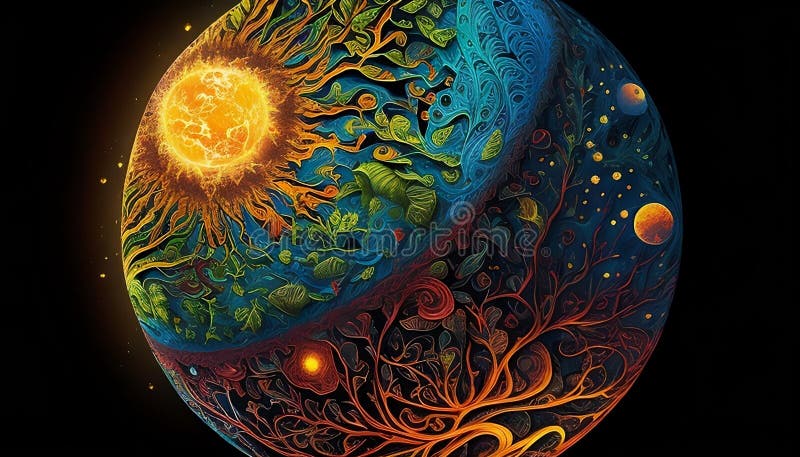 Radiant Planet: a Glowing Earth Illuminated by Cosmic Energy, Made with ...