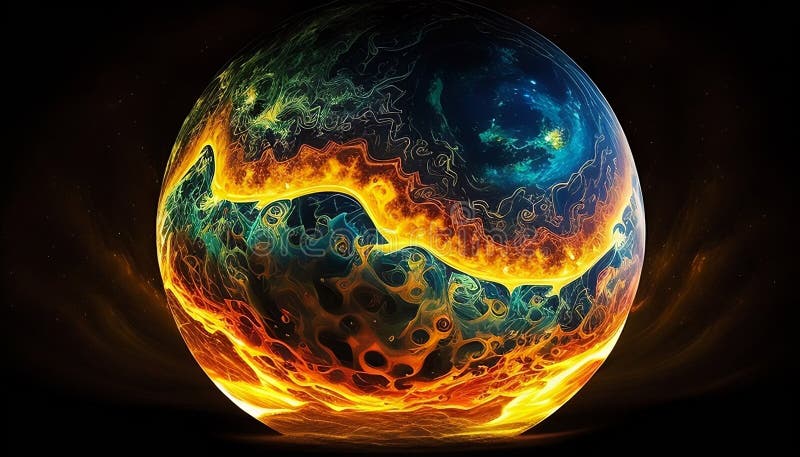 Radiant Planet: a Glowing Earth Illuminated by Cosmic Energy, Made with ...