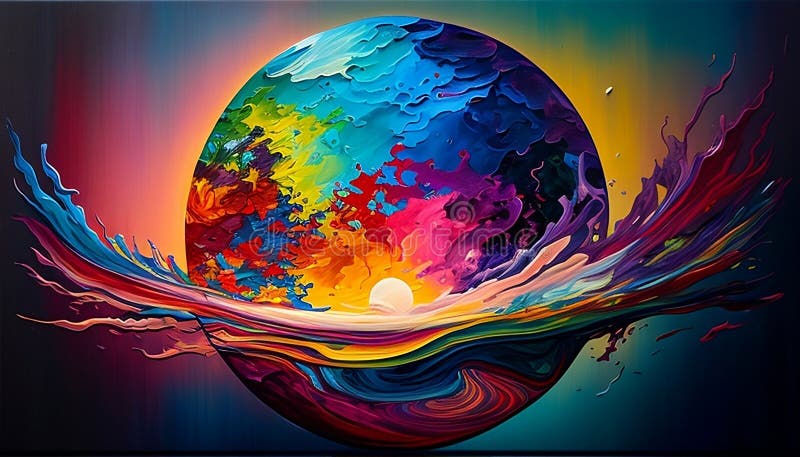 Radiant Planet: a Vibrant Masterpiece Made with Generative AI Stock ...