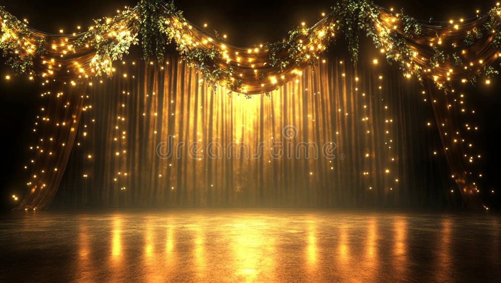 A Radiant Platform Surrounded by Lush Foliage and Dramatic Lighting ...