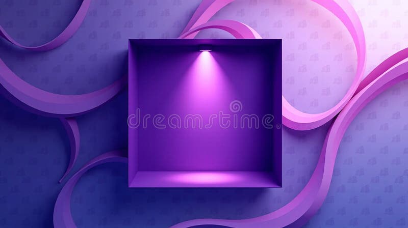 A Radiant Purple Cube Illuminates in a Patterned, Swirling Background ...