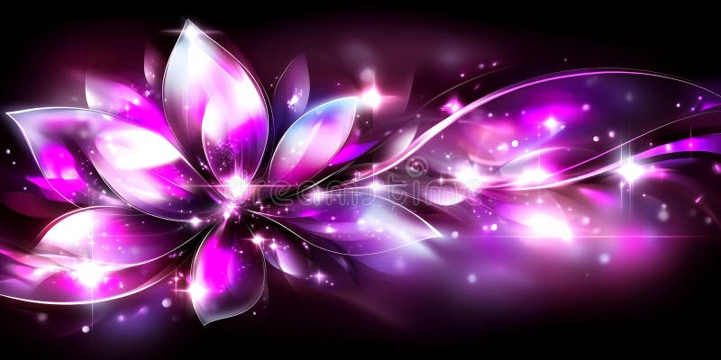 Radiant Purple Glowing Flower with Sparkling Abstract Background Design ...