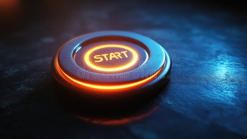 Radiant Push-Button with Glowing ?Start? Symbol - Illustration of an ...