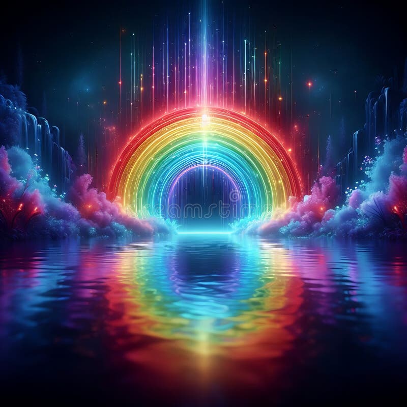 Radiant Rainbow Arc Reflection Stock Illustration - Illustration of ...