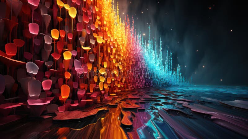 Radiant Rainbows: a Colorful Cascade Stock Image - Image of symphony ...