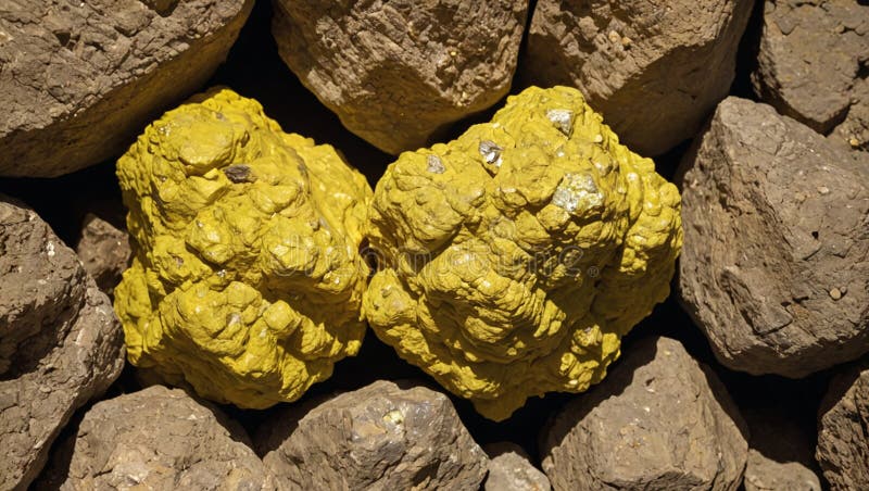 Radiant Raw Uranium Ore Closeup Exploration in Yellow and Black Stock ...