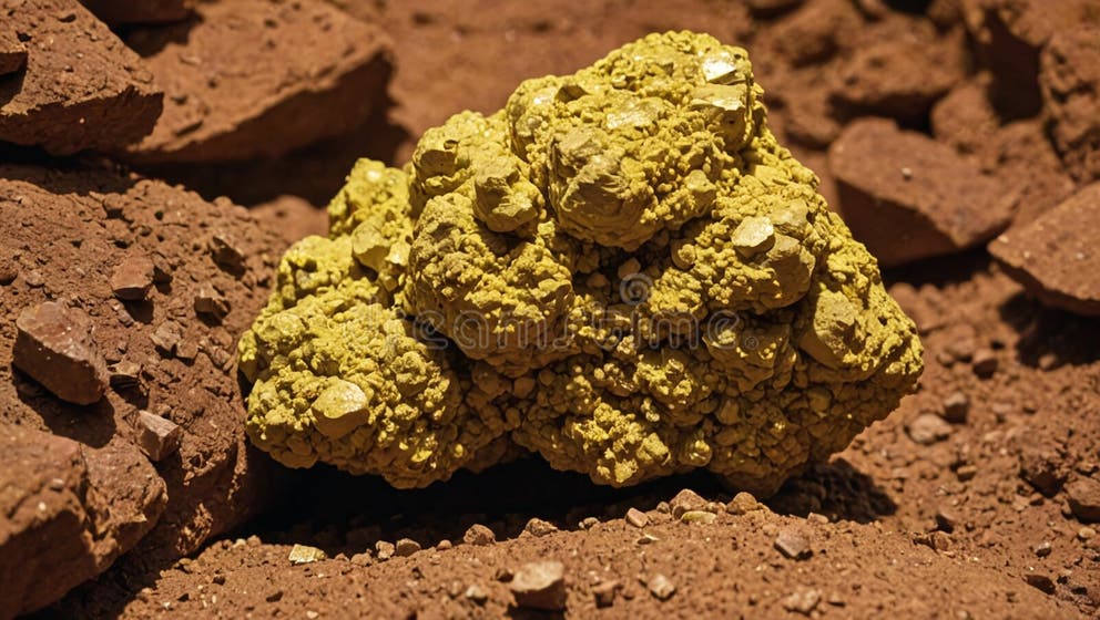 Radiant Raw Uranium Ore Closeup Exploration in Yellow and Black Stock ...