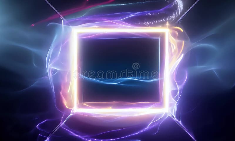 Radiant Rectangular Frame with Flowing Energy Trails and Glowing Light ...