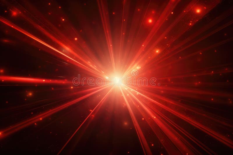 Radiant Red Cosmic Explosion with Intense Light Beams Stock ...
