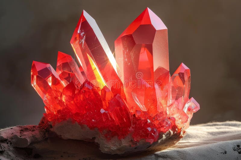 Radiant Red Crystal Cluster on Neutral Background Stock Photo - Image ...