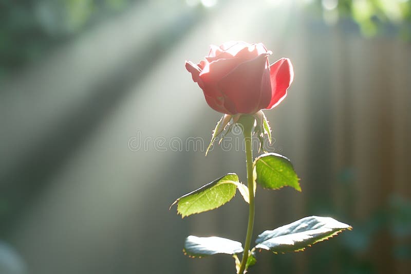 Sunlit Red Rose stock illustration. Illustration of blossom - 390087964