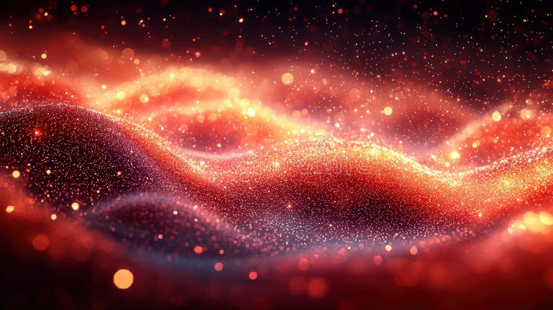 Radiant Red Waves with Dazzling Lights Creating a Captivating Abstract ...