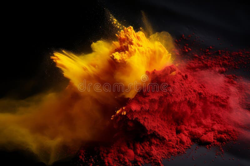 Radiant Red Yellow Powder Explosion. Generate Ai Stock Illustration ...